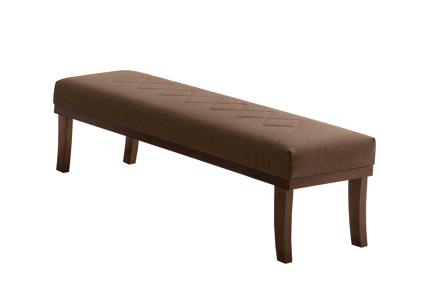 Puff Theo 100 cm Base Imbuia Linho Marrom